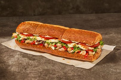 Chicken Green Goddess Caprese Melt - Stacked Toasted Baguette