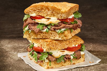 Spicy Steak Asiago Bagel Stack